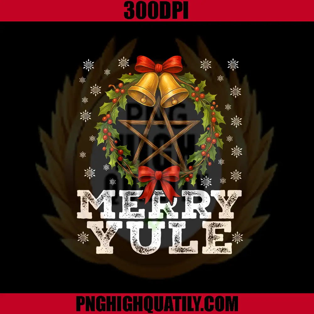 Merry Yule PNG, Wreath Winter Solstice Merry Christmas PNG