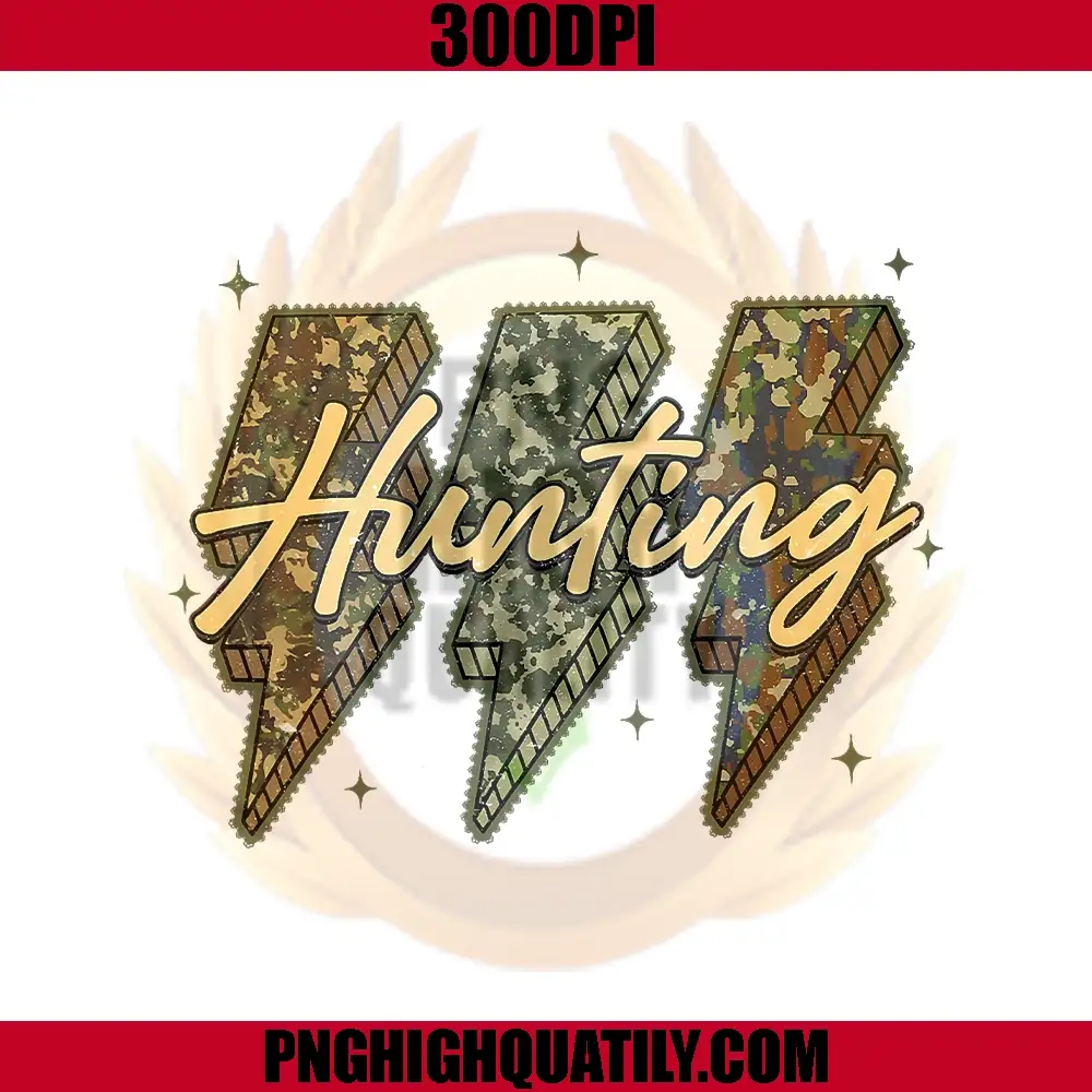 Hunting Lightning Bolt PNG, Old School Camo PNG, Hello Hunting Season PNG