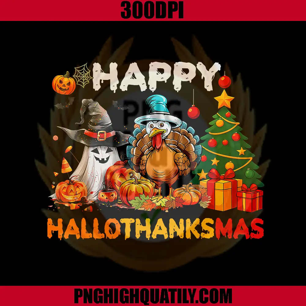 Happy Hallothanksmas PNG, Halloween Thanksmas PNG, Holiday Season PNG