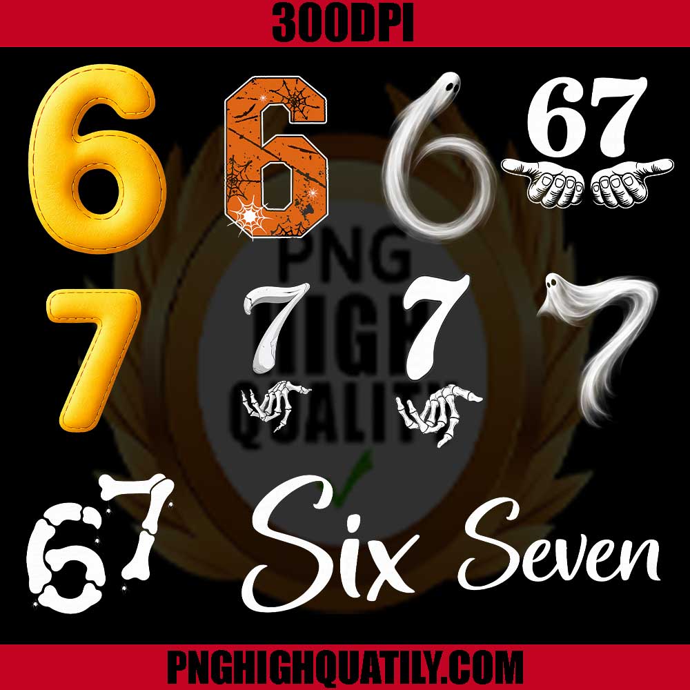 Funny 67 Six Seven PNG Bundle, Meme Couple Matching Halloween Bundle