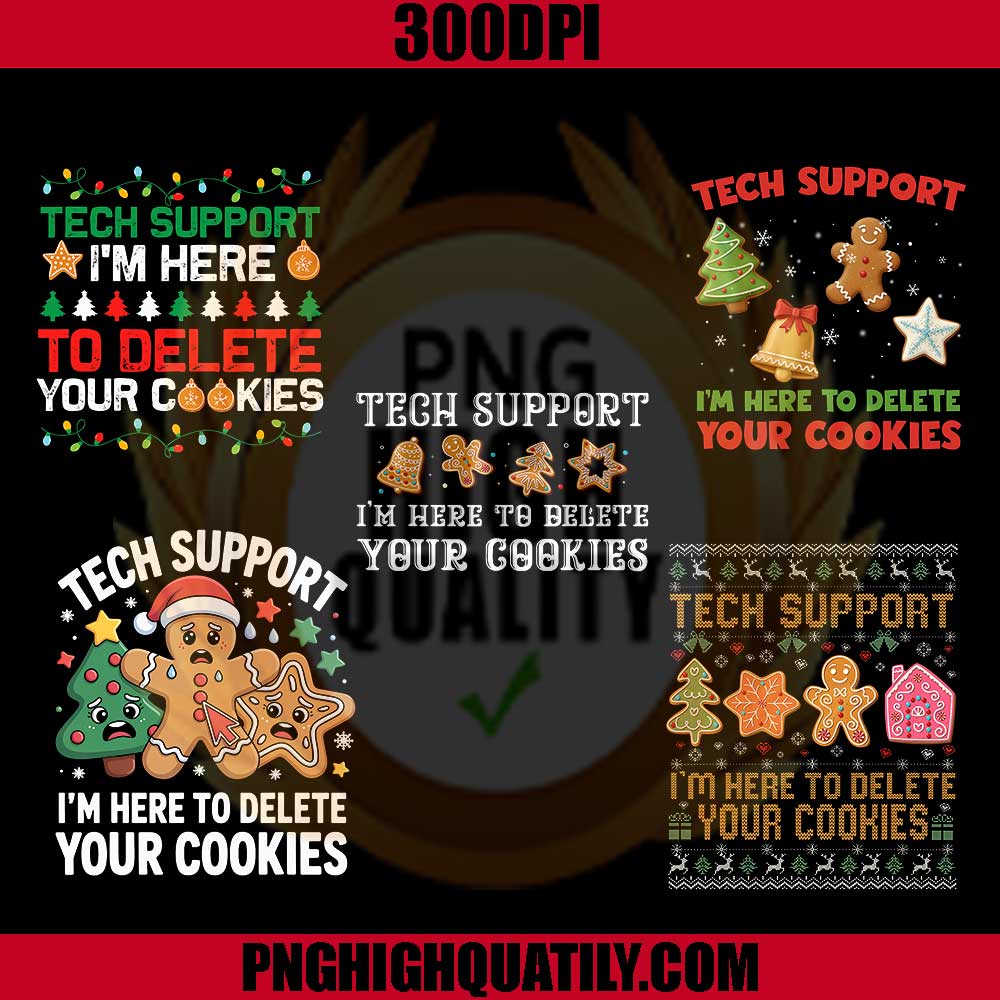 Christmas Tech Support PNG Bundle, Here to Delete Cookies Xmas PNG