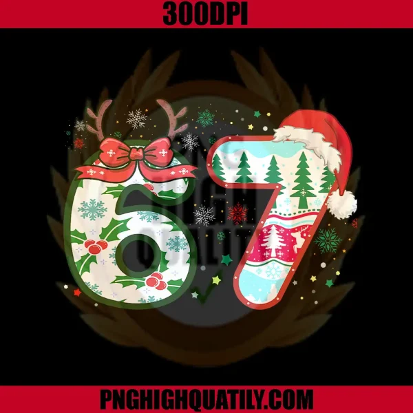Christmas 67 Reindeer And Santa Hat PNG, Festive Holiday Numbers PNG