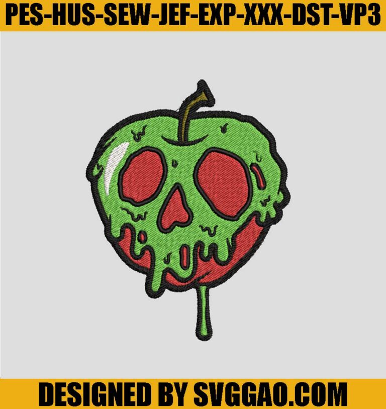 Poison Apple Embroidery Design, Evil Queen Embroidery File, Skull ...