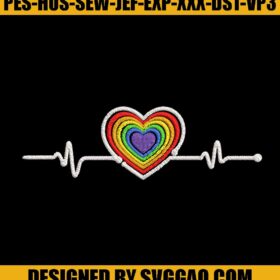 LGBT Embroidery Design, Gay Pride Heartbeat Embroidery File – SVGGAO
