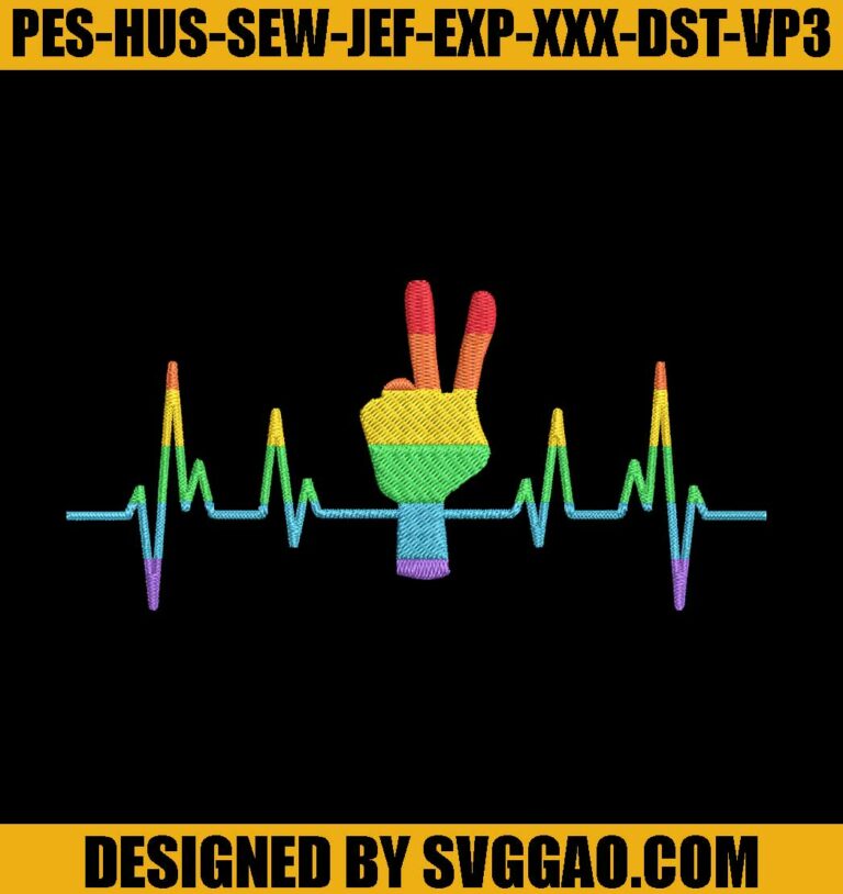 LGBT Embroidery Design, Gay Pride Heartbeat Embroidery File – SVGGAO