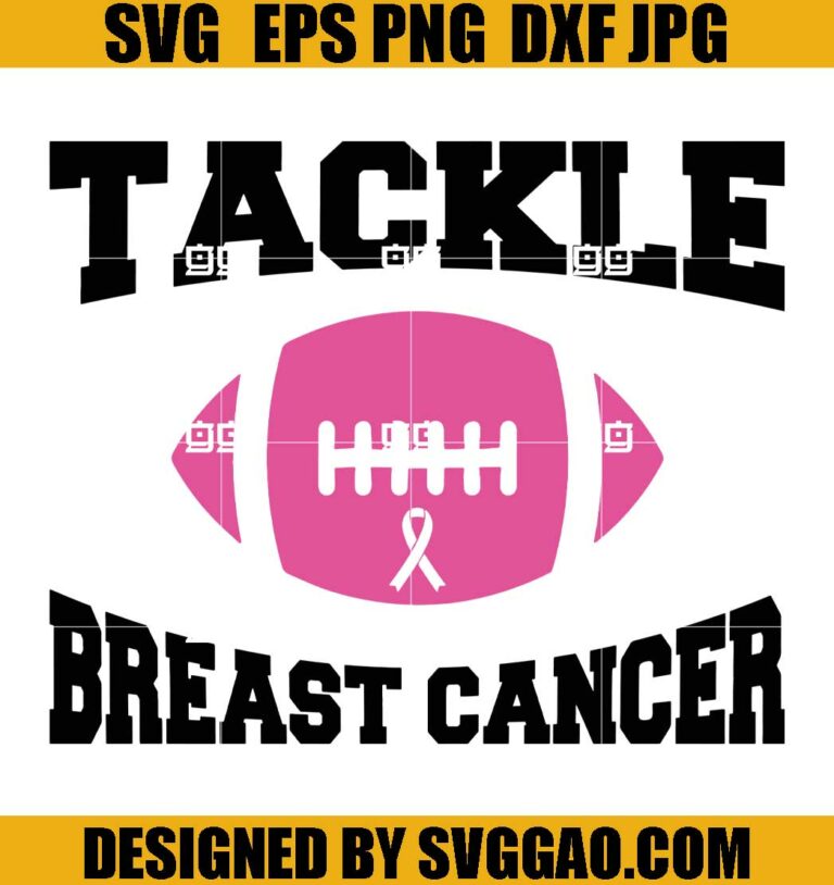 Tackle Breast Cancer Football Awareness Ribbon SVG, Breast Cancer Svg ...