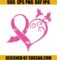 Breast Cancer Awareness Ribbon Heart Birds SVG