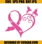 Breast Cancer Awareness Ribbon Heart Birds SVG