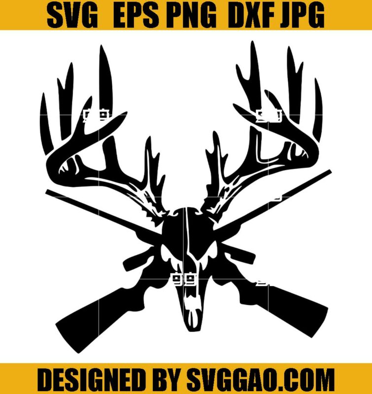 Deer Head And Rifles SVG- Deer SVG- Hunting SVG