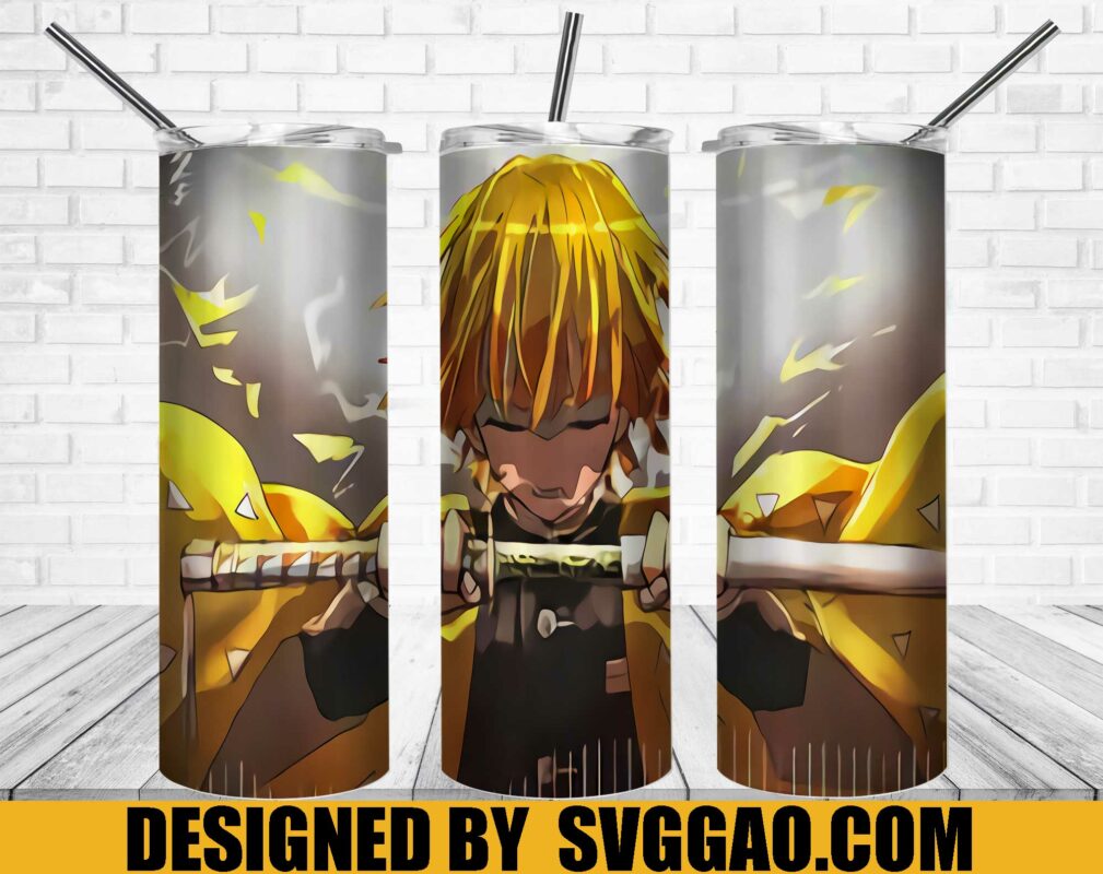 Zenitsu Demon Slayer Tumbler Design Sublimation PNG