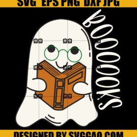 Booooks Ghost Funny Svg-Halloween Ghost Reading Books Svg