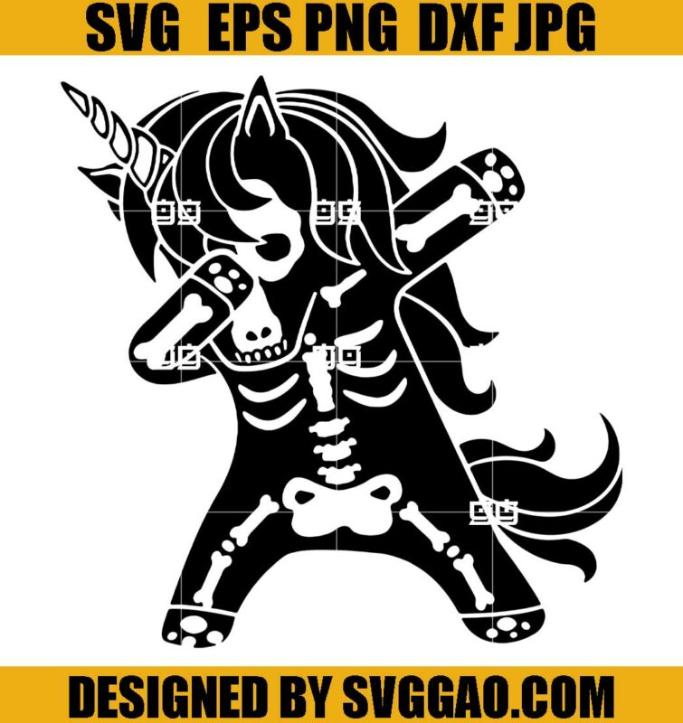 Dabbing Unicorn SVG, Halloween Unicorn SVG, Skeleton Unicorn SVG ...