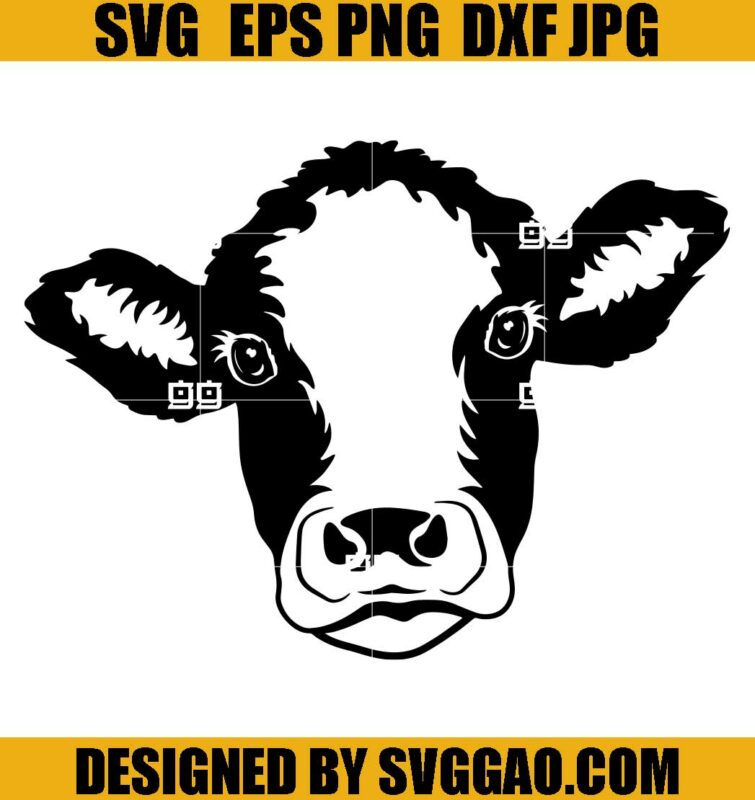 Cute Baby Cow SVG- Calf SVG- Farm Animal SVG- Cow’s Head Stencil