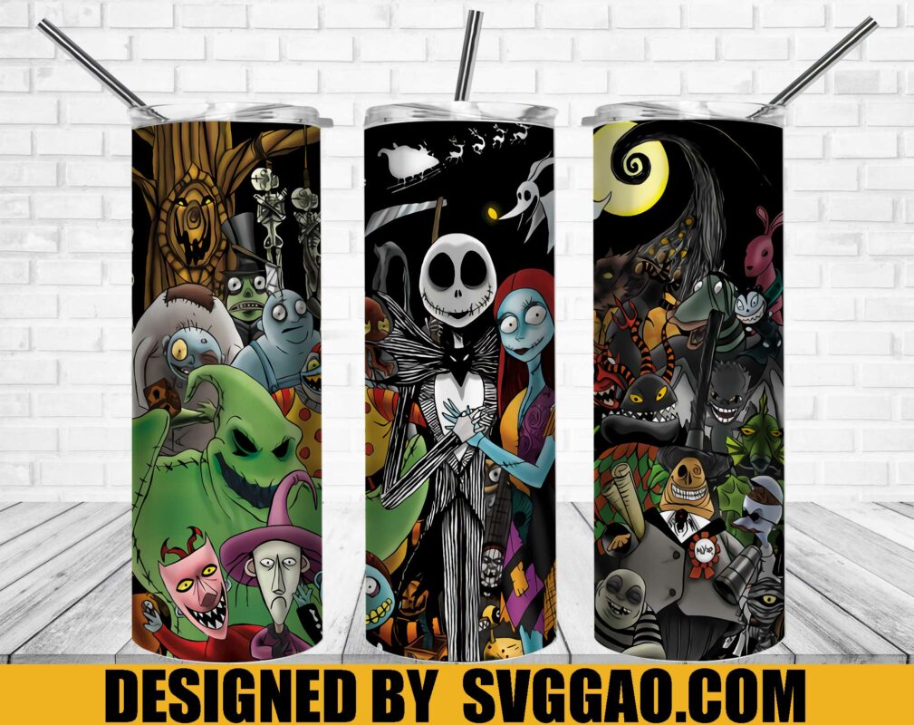 Nightmare Before Christmas Tumbler Wrap PNG, Jack Tumbler