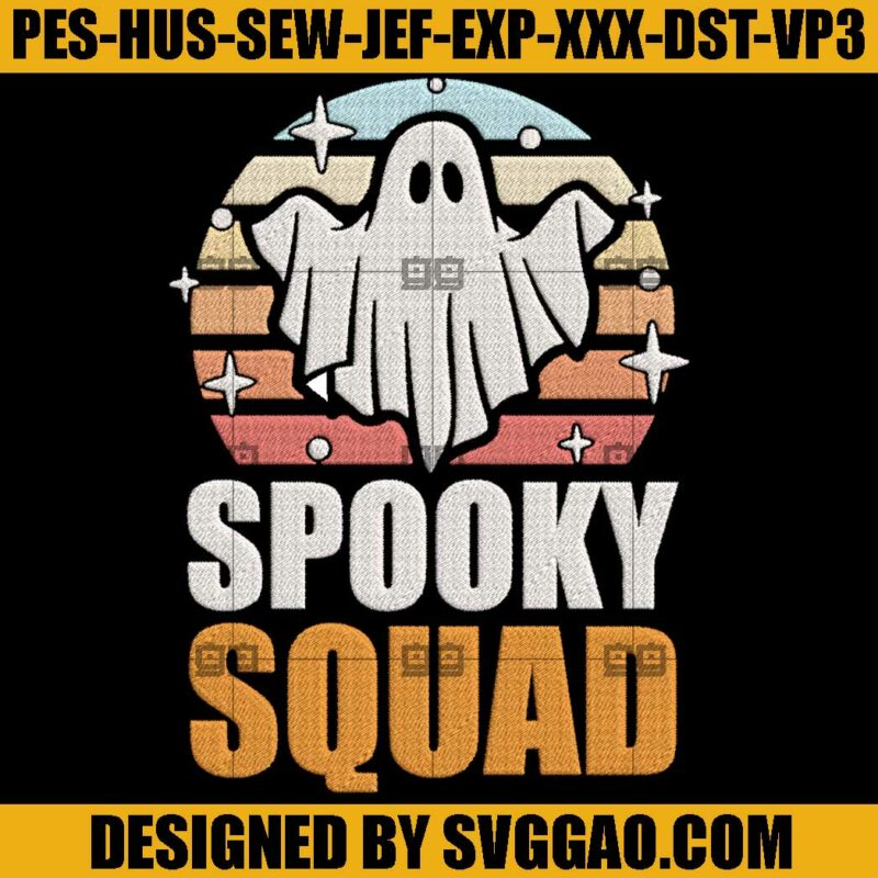 Spooky Squad Embroidery Design, Ghost Cute Embroidery