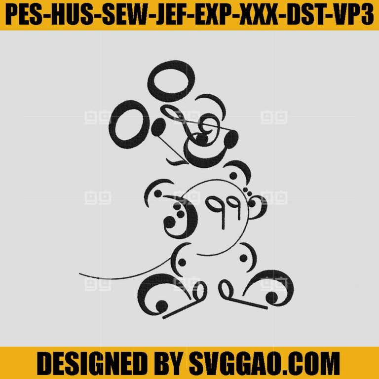 Mickey Music Embroidery Design, Music Band Embroidery