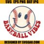 Baseball Vibes SVG, Retro Smiley Face Baseball SVG