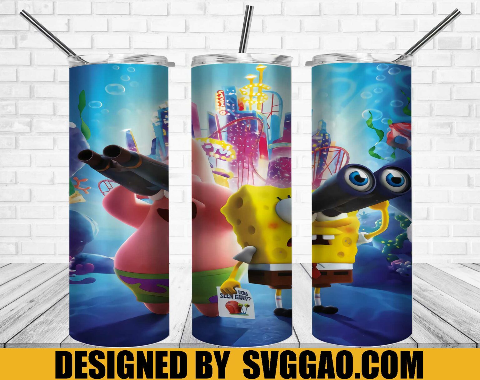 SpongeBob And Patric 20oz Skinny Tumbler Designs, PNG