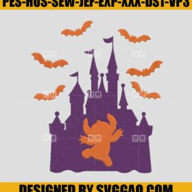Stitch Castle Disney Embroidery Design, Halloween Embroidery