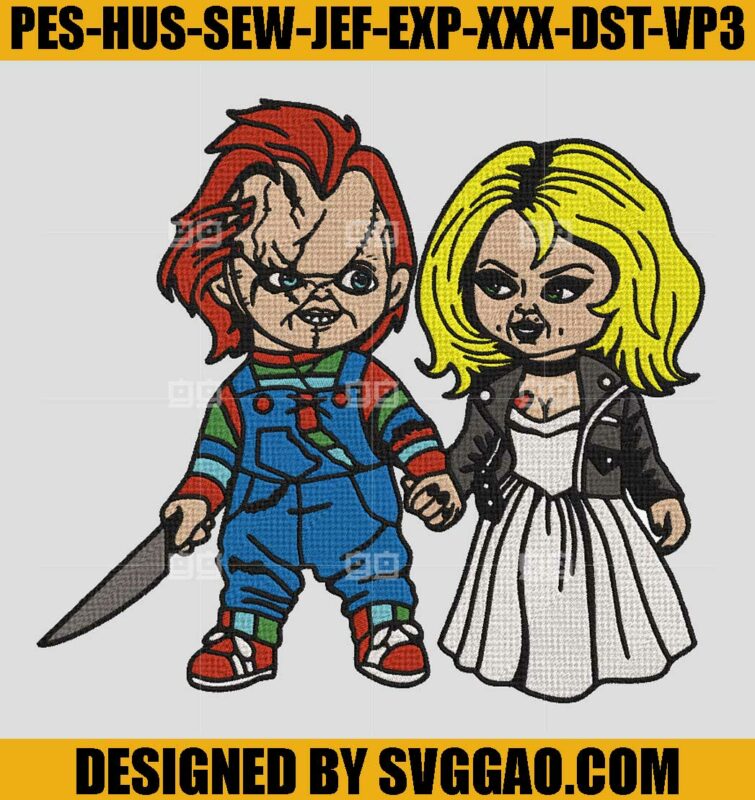 Chucky And Tiffany Embroidery Design, Halloween Embroidery File – SVGGAO