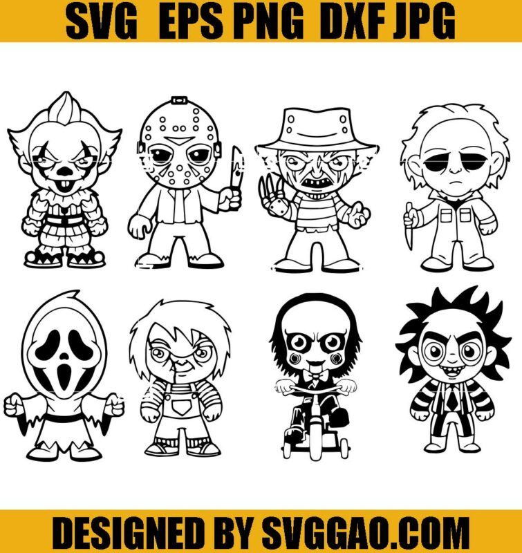 Kids Characters,Jack,Sally,Pennywise,Mike Myers, Jason SVG