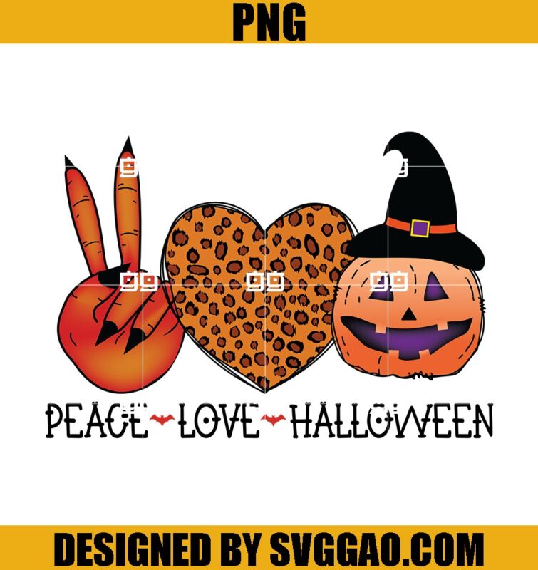 Peace Love Halloween PNG, Heart Leopard PNG – SVGGAO