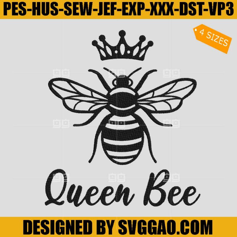 Bee Embroidery Design, Queen Bee Embroidery File