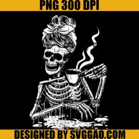 Woman Skeleton Drink Coffee PNG, Skeleton Coffee PNG, Halloween PNG