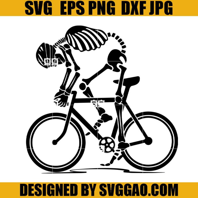 Skeleton Biking SVG, Horror Ghost Skeleton SVG, Bone Biker SVG
