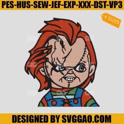 Chucky Face Embroidery Design, Chucky Horror Embroidery Machine File ...