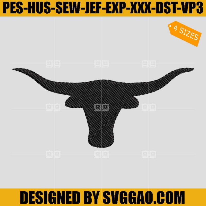 Texas Longhorn Head Embroidery, Texas Embroidery Machine