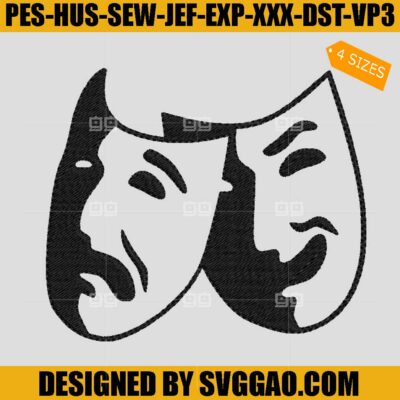 Comedy Tragedy Embroidery Design, Face Embroidery Machine File – SVGGAO