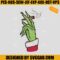 Grinch Smoking Blunt Embroidery, Grinch Smoking Joint Embroidery