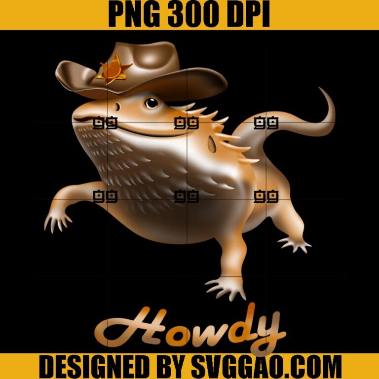 Bearded Dragon Wearing A Cowboy Hat PNG, Saying Howdy