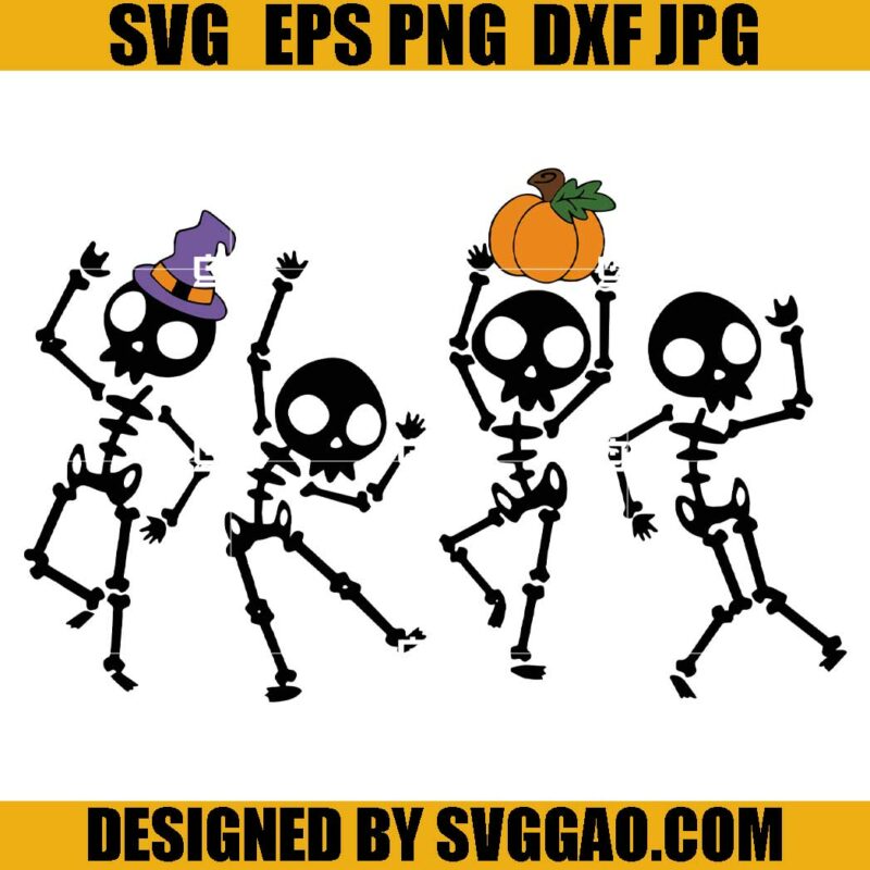 Dancing Skeleton SVG, Dancing Pumpkin Head Skeleton SVG