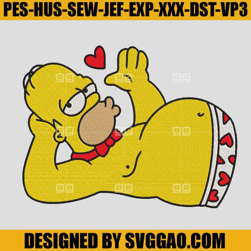 Homer Love Embroidery Design, Homer Simpson Embroidery