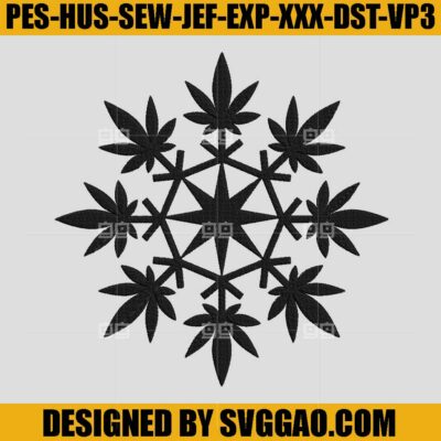 Cannabis Snowflakes Embroidery, Christmas Weed Embroidery