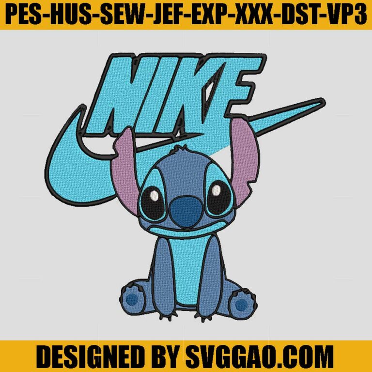 Stitch Nike Embroidery File, Cartoon Embroidery File