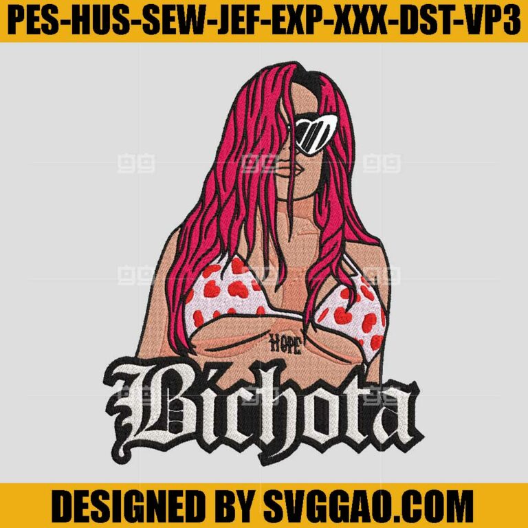 Karol G Red Hair Embroidery Design, Bichota Embroidery Machine File ...
