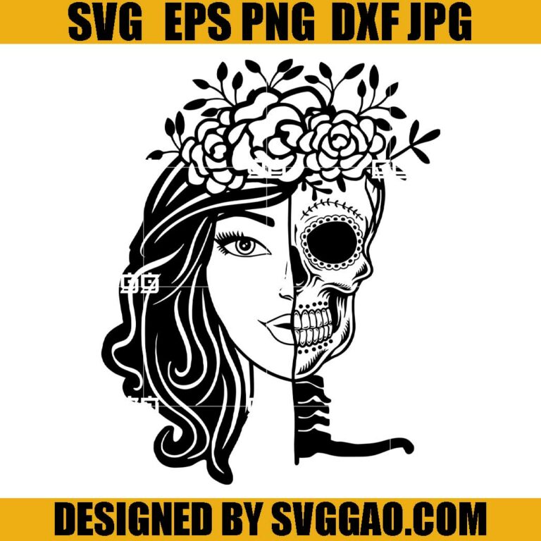 Girl Skull SVG, Beautifull Girl Halloween SVG, Folwer Skull SVG – SVGGAO
