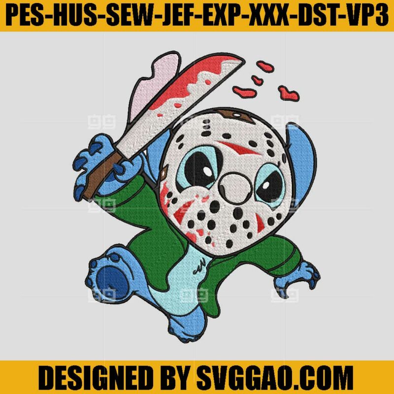 Jason Voorhees Stitch Embroidery Design, Disney Horror