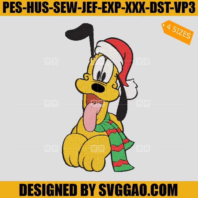 Cute Pluto Xmas Embroidery Design, Santa Pluto Embroidery Design – SVGGAO