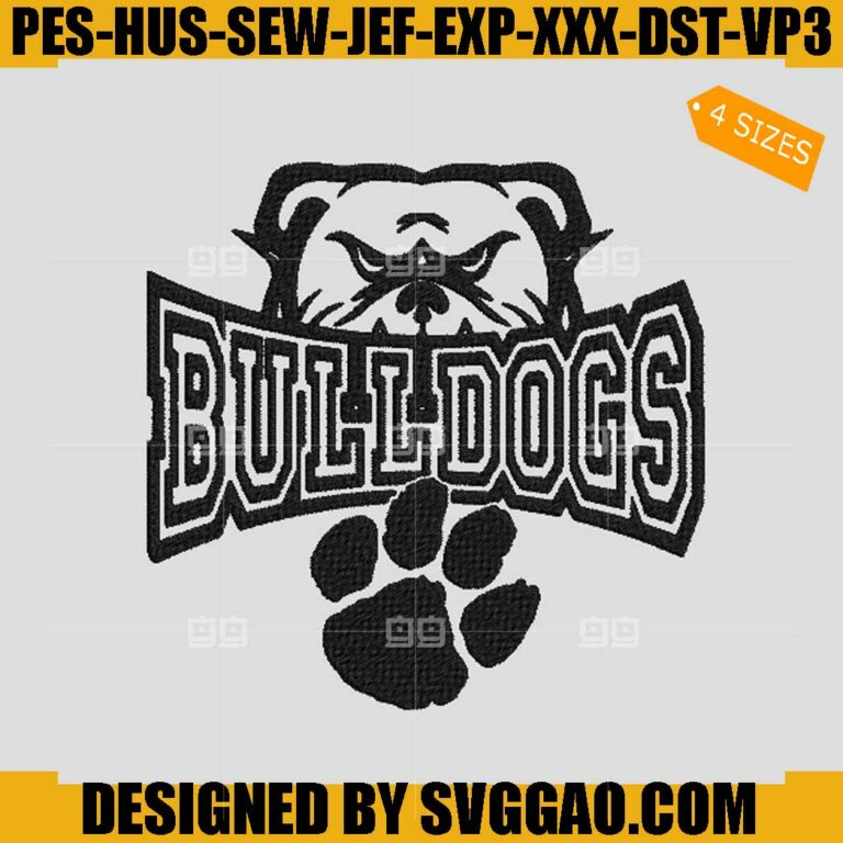 Bulldog Mascot Embroidery Design, Bulldog Football Embroidery Design