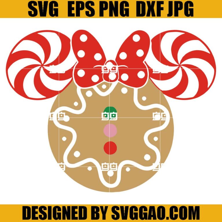 Minnie Head Gingerbread SVG, Disney Christmas SVG, Candy Ear Mickey SVG ...