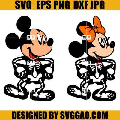 Mickey And Minnie Mouse Skeleton SVG Bundle, Halloween Mickey SVG