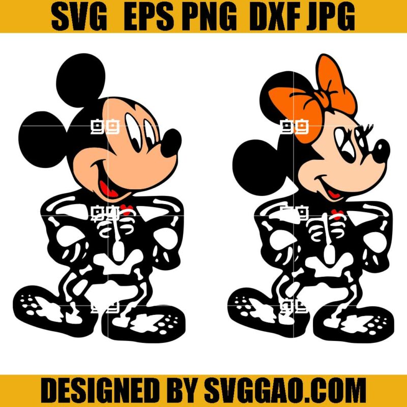 Mickey And Minnie Mouse Skeleton SVG Bundle, Halloween Mickey SVG