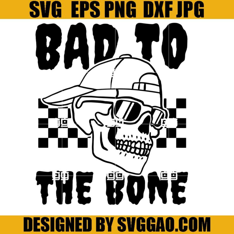 Bad To The Bone SVG, Retro Halloween With Skull SVG