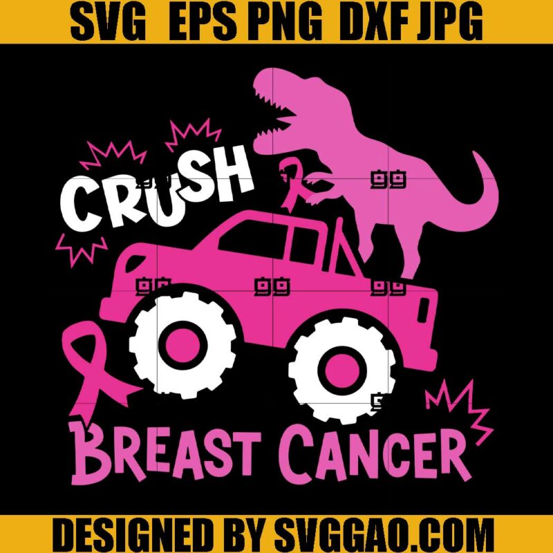 Crush Breast Cancer SVG, Cance Dinosaur SVG, Breast Cancer T-Rex ...