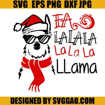 Christmas Llama SVG, La Lalala SVG, Santa Llama SVG