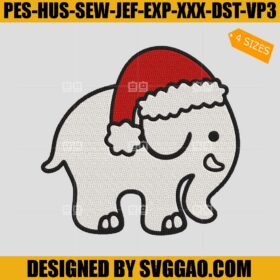 Elephant Santa Embroidery Design, Christmas Embroidery File